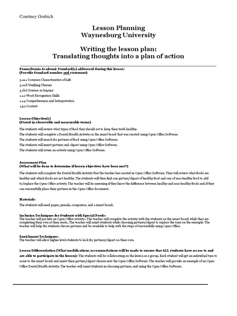 Open Office Lesson Plan | PDF | Lesson Plan | Teachers