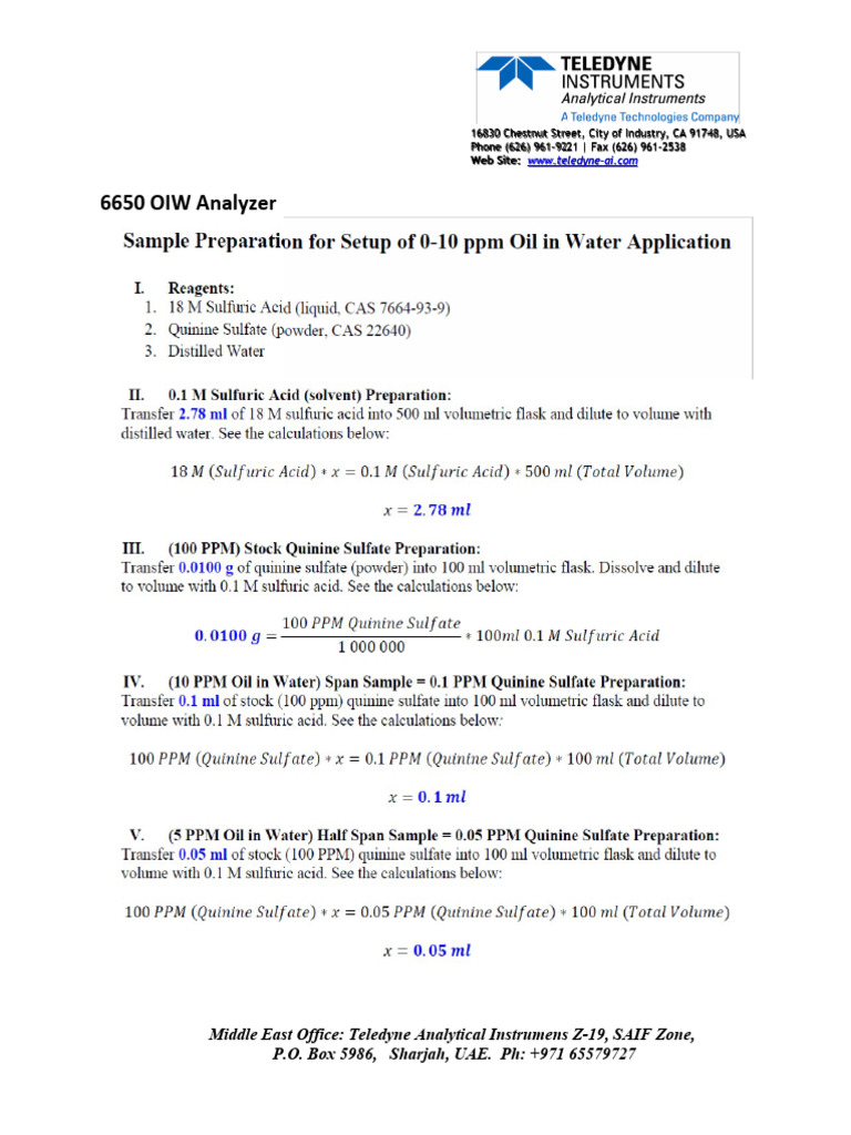 6650 OIW STD Preparation Method | PDF