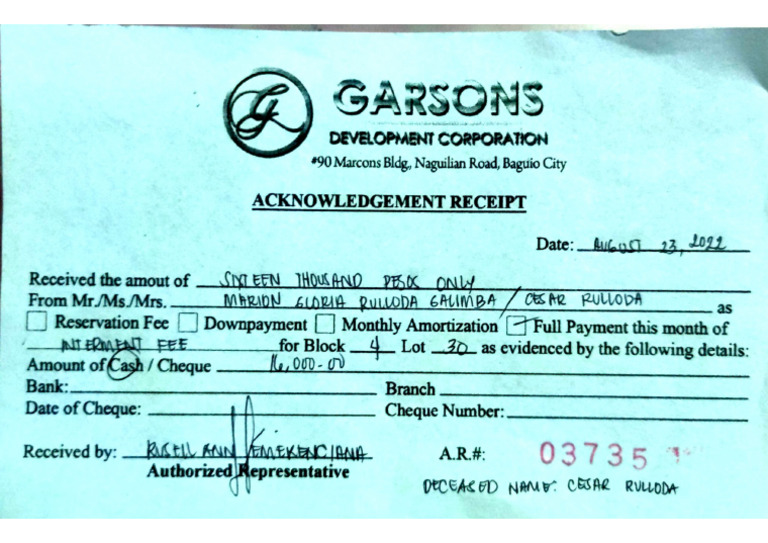 Garsons Receipt | PDF