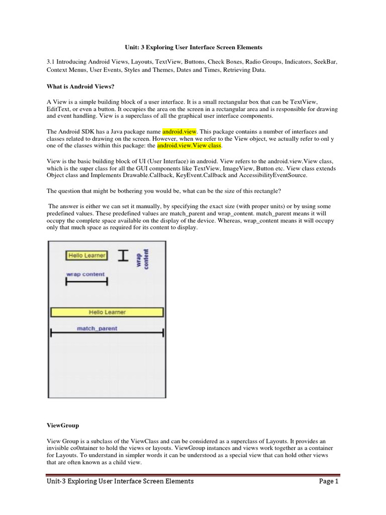 Unit 3 Exploring User Interface Screen Elements | Download Free PDF ...