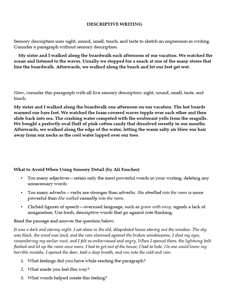 DESCRIPTIVE WRITING - Tone and Mood | PDF | Linguistics