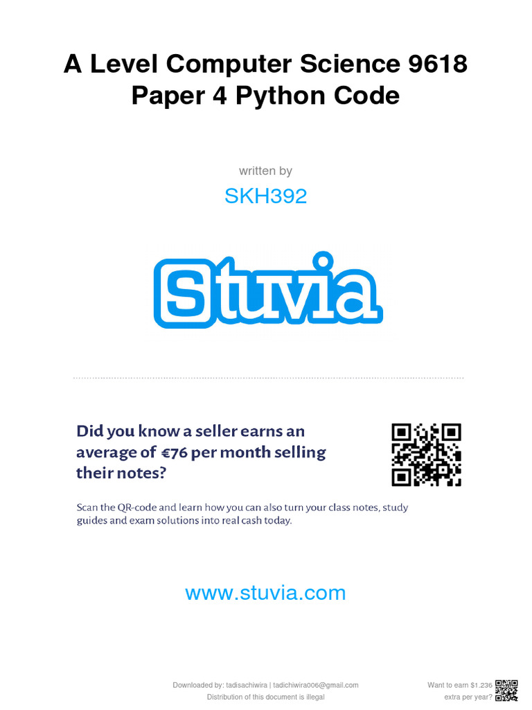 Stuvia 2738816 A Level Computer Science 9618 Paper 4 Python Code | PDF ...