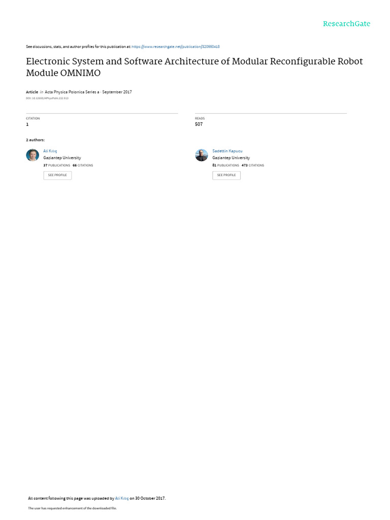 Electronic System and Software Architecture of Mod | PDF | Microcontroller | Robot