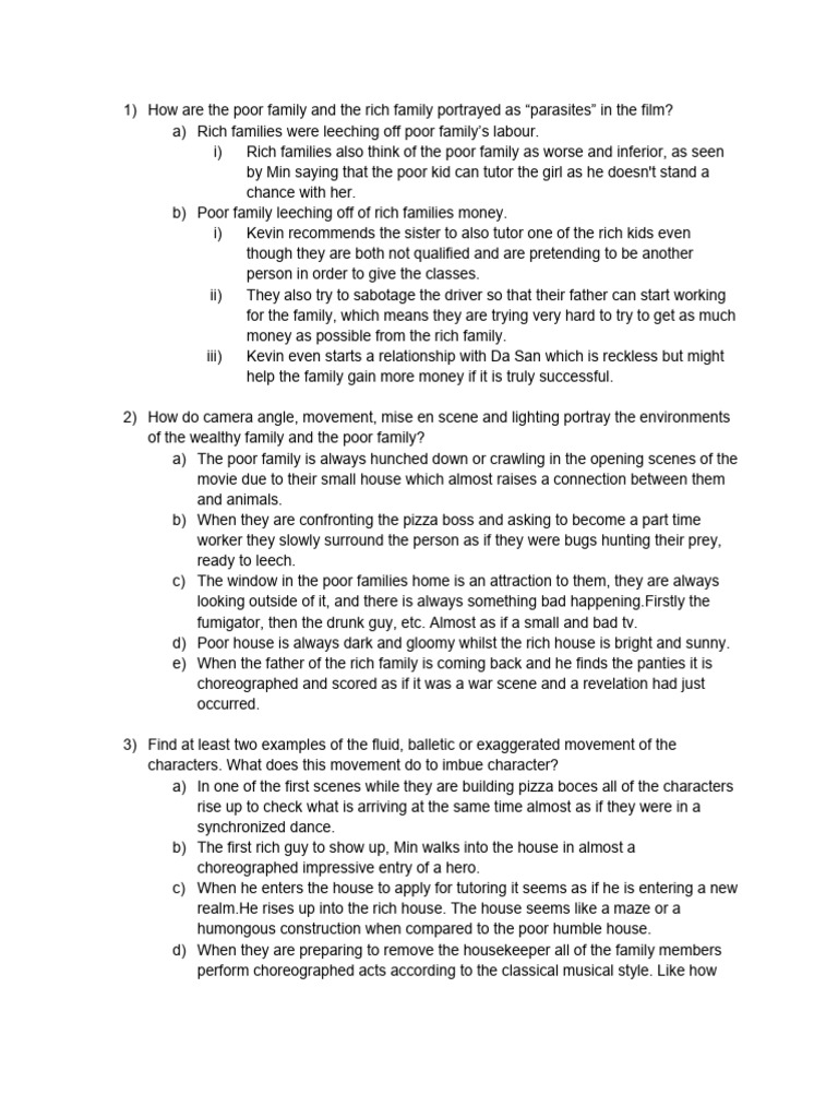 Parasite Notes | PDF | Poverty | Poverty & Homelessness