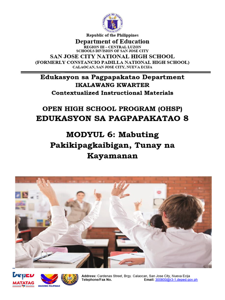 OHSP Module Q2 G8 EsP8 Modyul 6 Mabuting Kaibigan | PDF