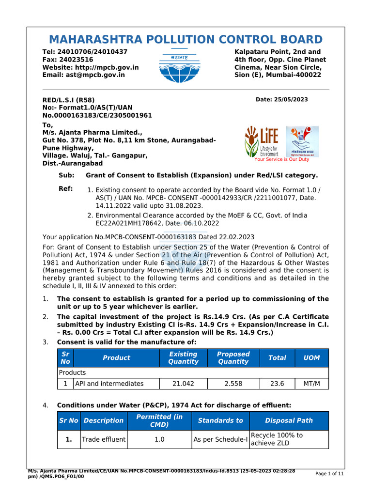 Maharashtra Pollution Control Board: SR No Product Existing Quantity ...