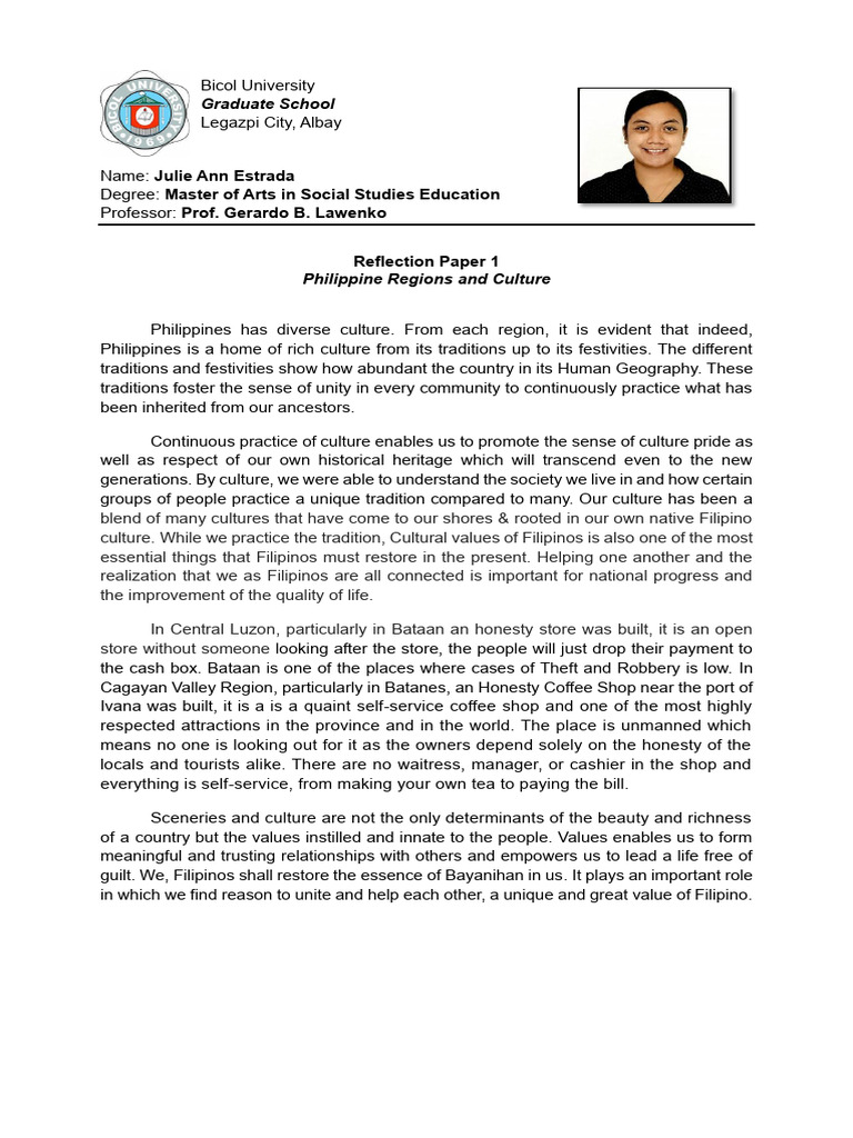 Reflection Paper 1 | PDF | Philippines | Liberal Arts Education