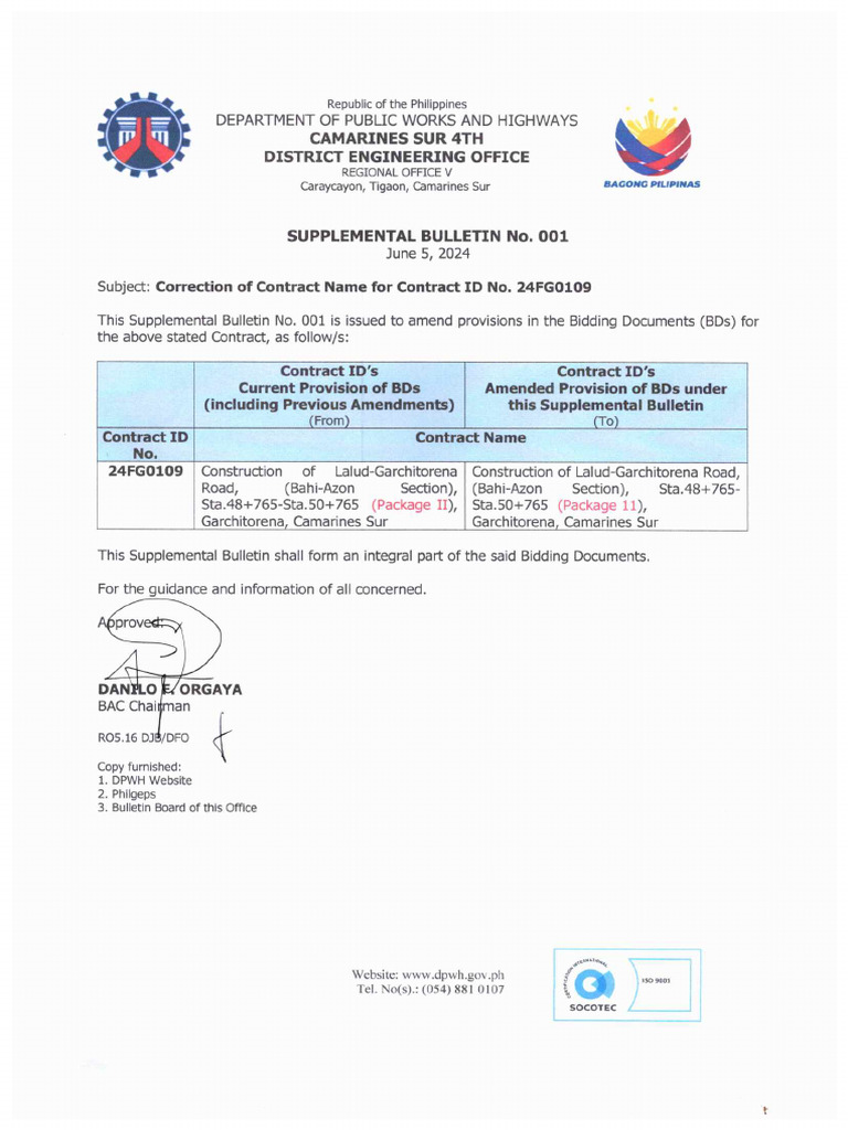 Supplemental Bulletin No. 001 24fg0109 | PDF