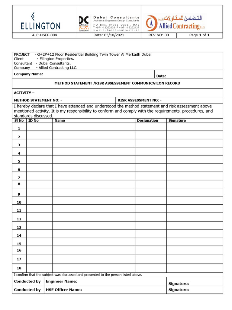 Alc-Hsef-04 - Msra Communication Record-R00 | PDF