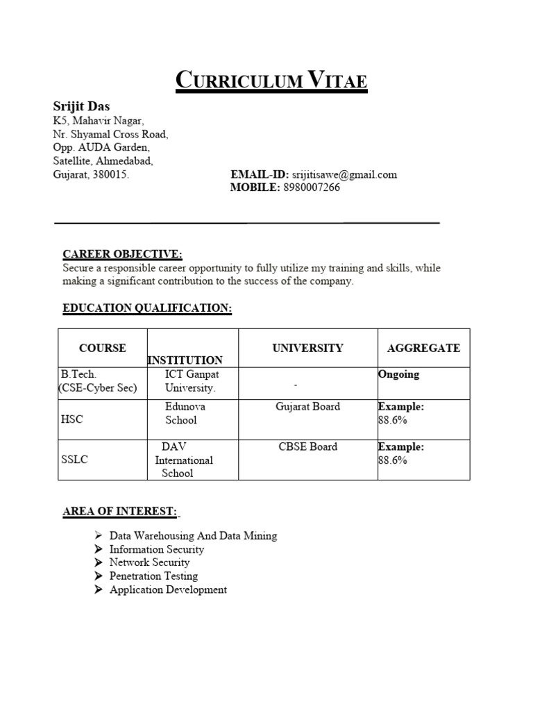 IBM Sanjeev - College Resume Template | PDF | Gujarat | Computing