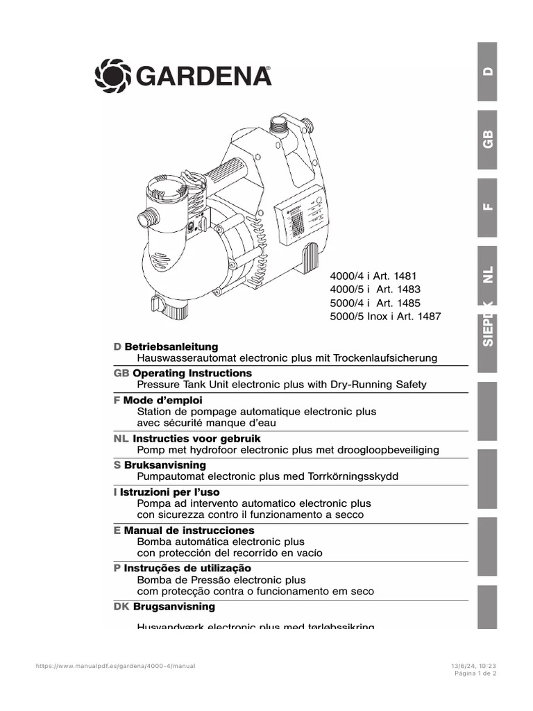 Manual Gardena 4000-4 (Español - 15 páginas) | PDF
