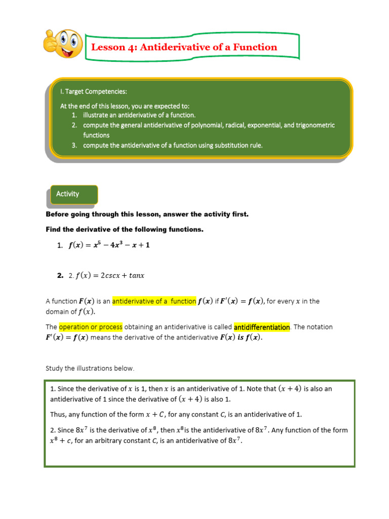 Antiderivative and Integration Techniques | PDF | Integral | Function ...