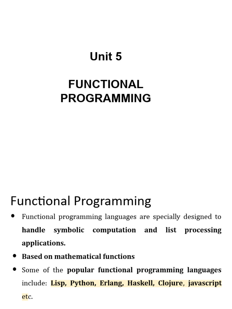 Unt 5 Functional Programming Download Free Pdf Functional Programming Anonymous Function 