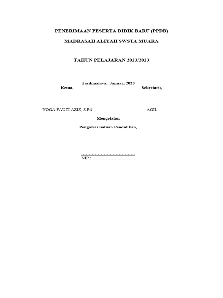 Program Kerja PPDB 2 | PDF