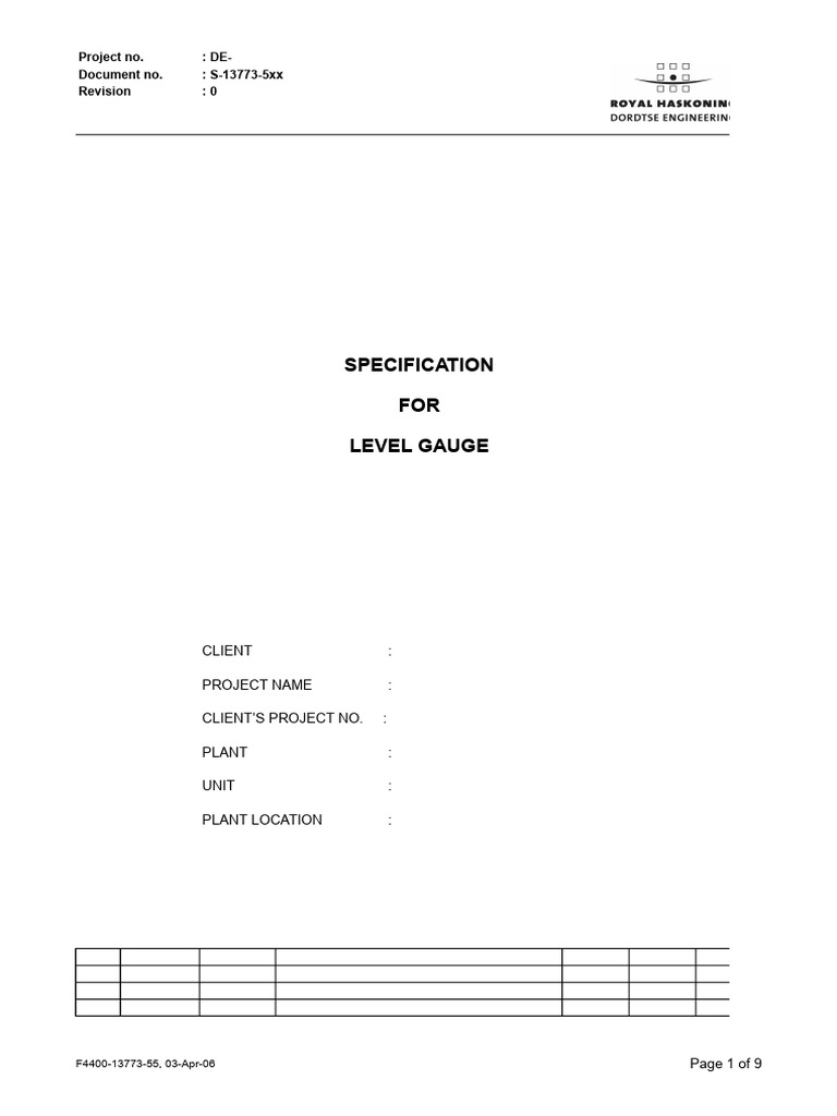 Datasheet Level Gauge | PDF | Industrial Processes | Building Engineering