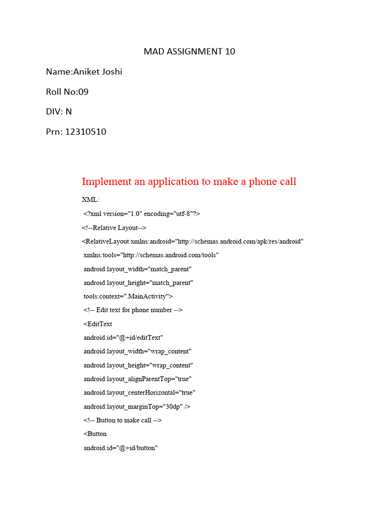 Mad Assignment 10 | Download Free PDF | Android (Operating System) | Computing