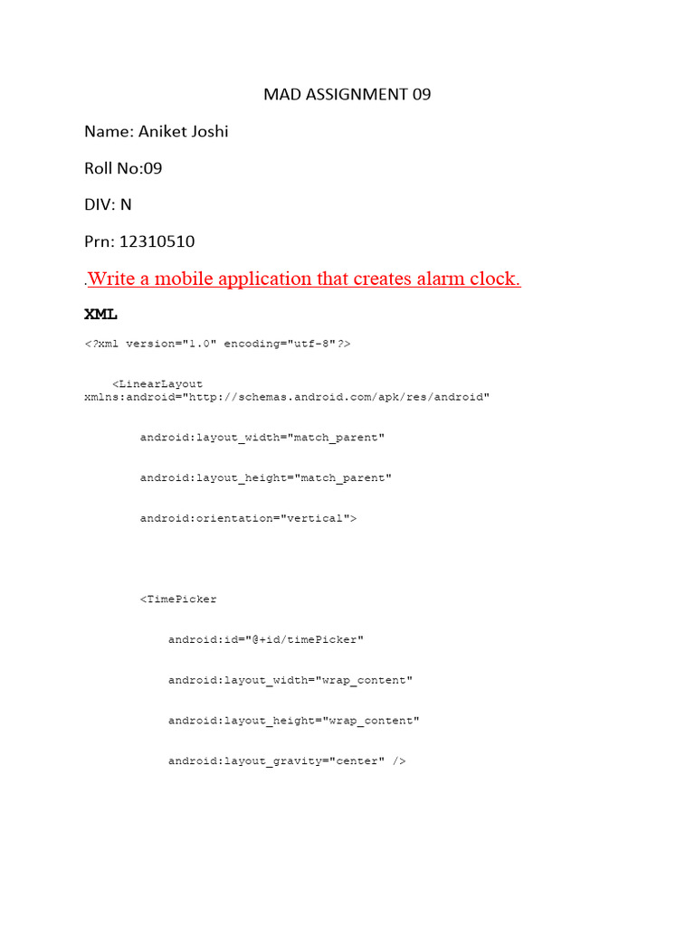 Mad Assignment 9 | PDF | Android (Operating System) | Operating System ...