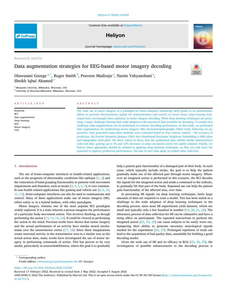 Data Augmentation Strategies For Eeg Based Motor Imagery Decoding | PDF ...