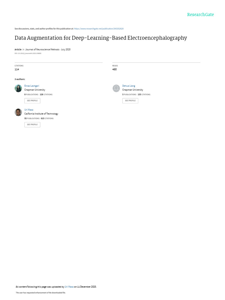Data Augmentation For Deep-Learning-Based Electroencephalography | PDF | Deep Learning ...