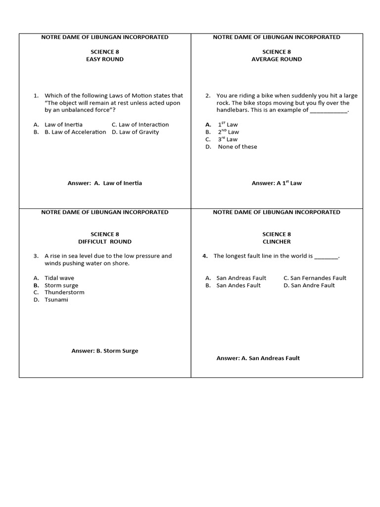 Quiz Bowl Question Square | PDF | Filtration | Minerals