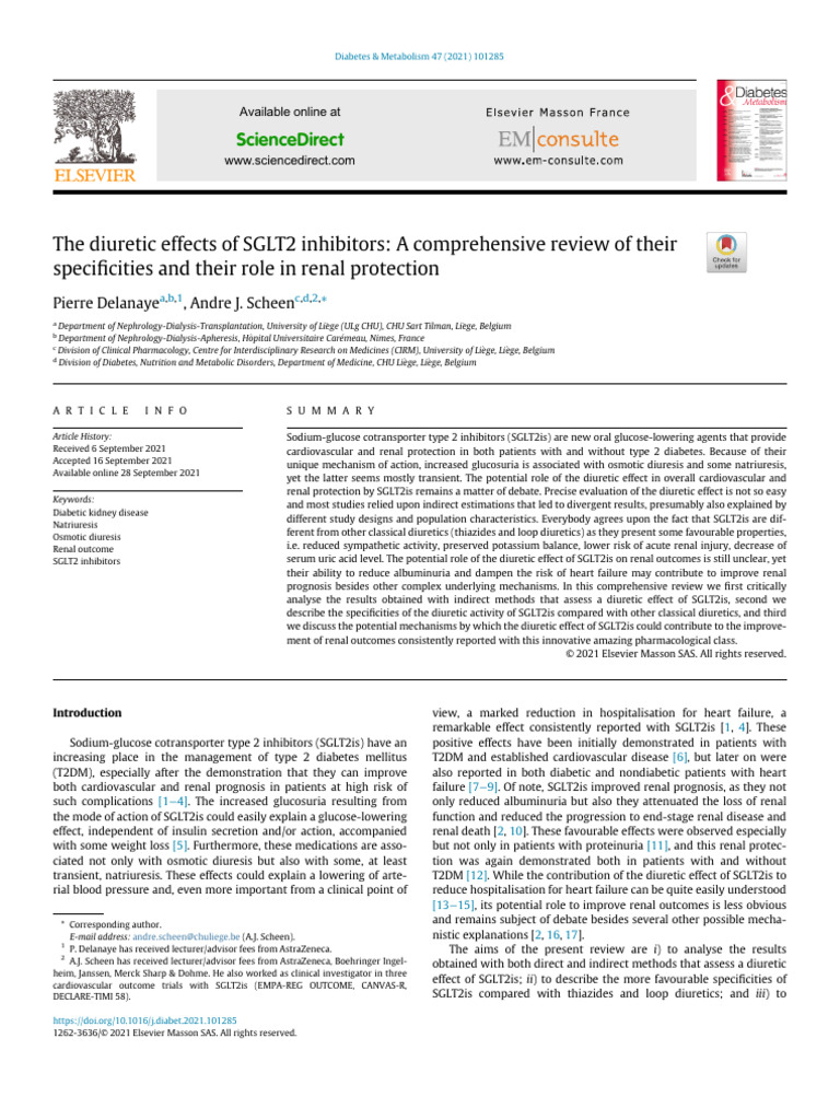 The Diuretic Effects of SGLT2 Inhibitors | PDF | Kidney | Heart Failure