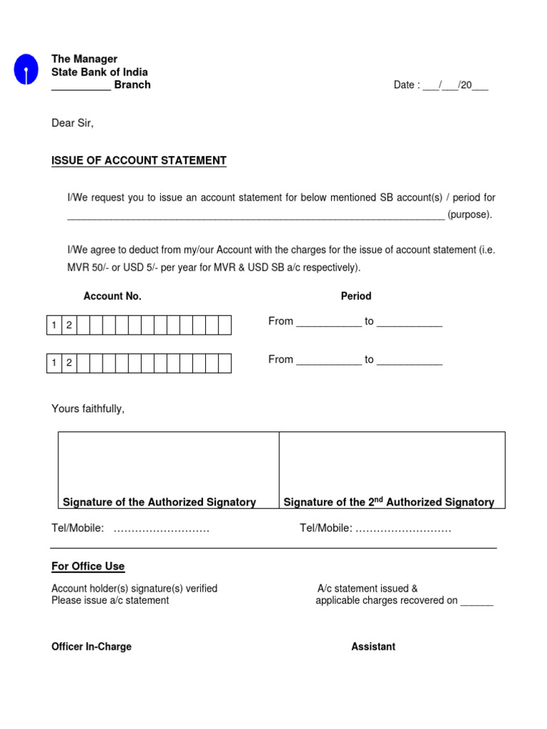Account Statement Request Form | PDF | Finance & Money Management