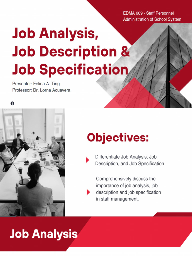 EDMA609 Job Analysis Description Specification Pptx | PDF