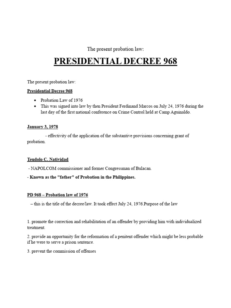 The Present Probation Law JESSICADELIM | PDF | Probation | Crimes