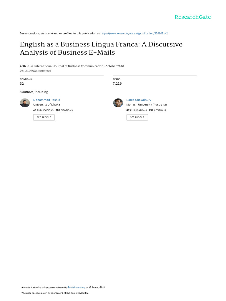 Roshid Webb Chowdhury2018 EnglishasBLF | PDF | Communication | English ...