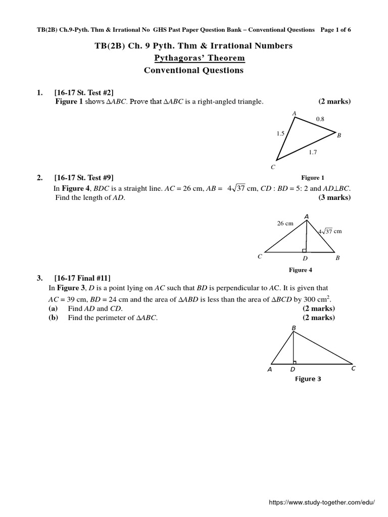 Pythagoras & Irrational Numbers Questions | PDF | Euclidean Geometry | Elementary Geometry