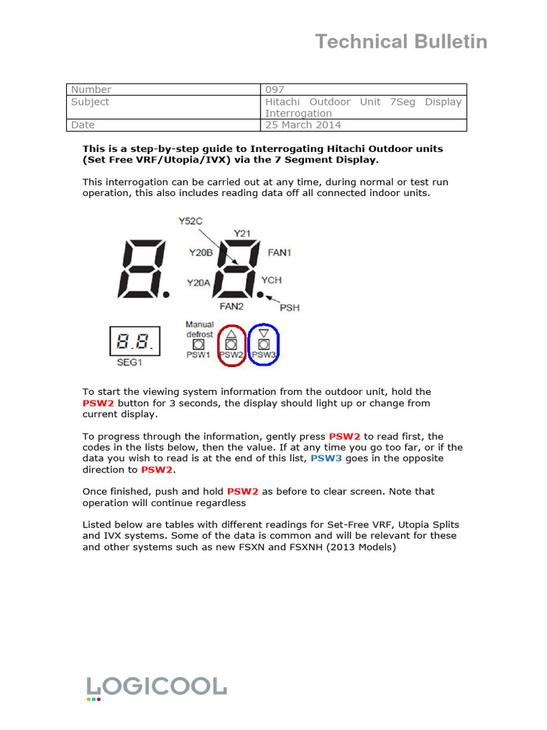 H036 Hitachi Outdoor Unit 7 Segment Display Interrogation | PDF ...