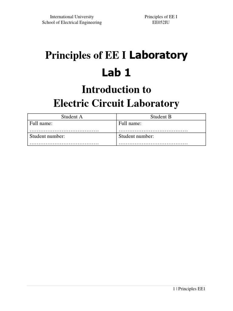 EE1 Lab1 v2 Sep22 | PDF | Power Supply | Electrical Network