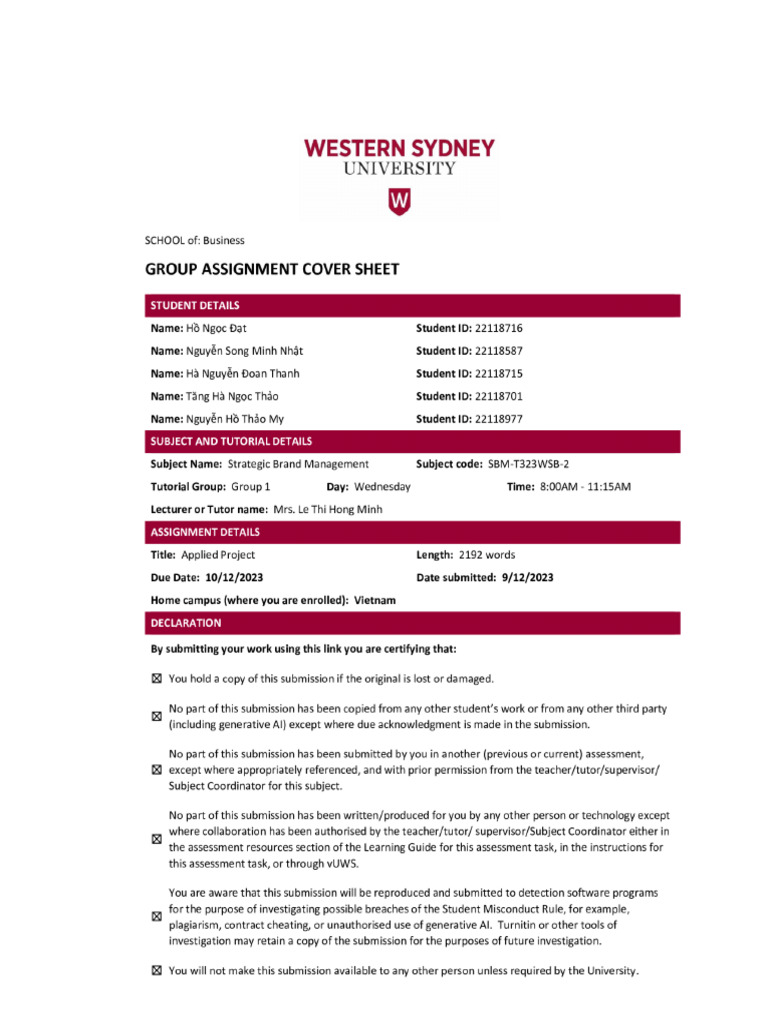 SBM2 Group-1 Assignment-3 - Applied-Project Submission | PDF | Brand | Retail