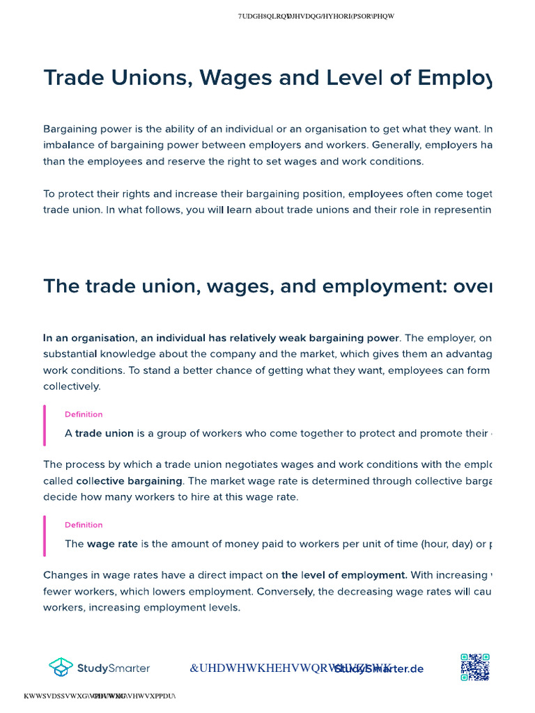 Trade Unions, Wages and Level of Employment | PDF | Labor | Trade Union