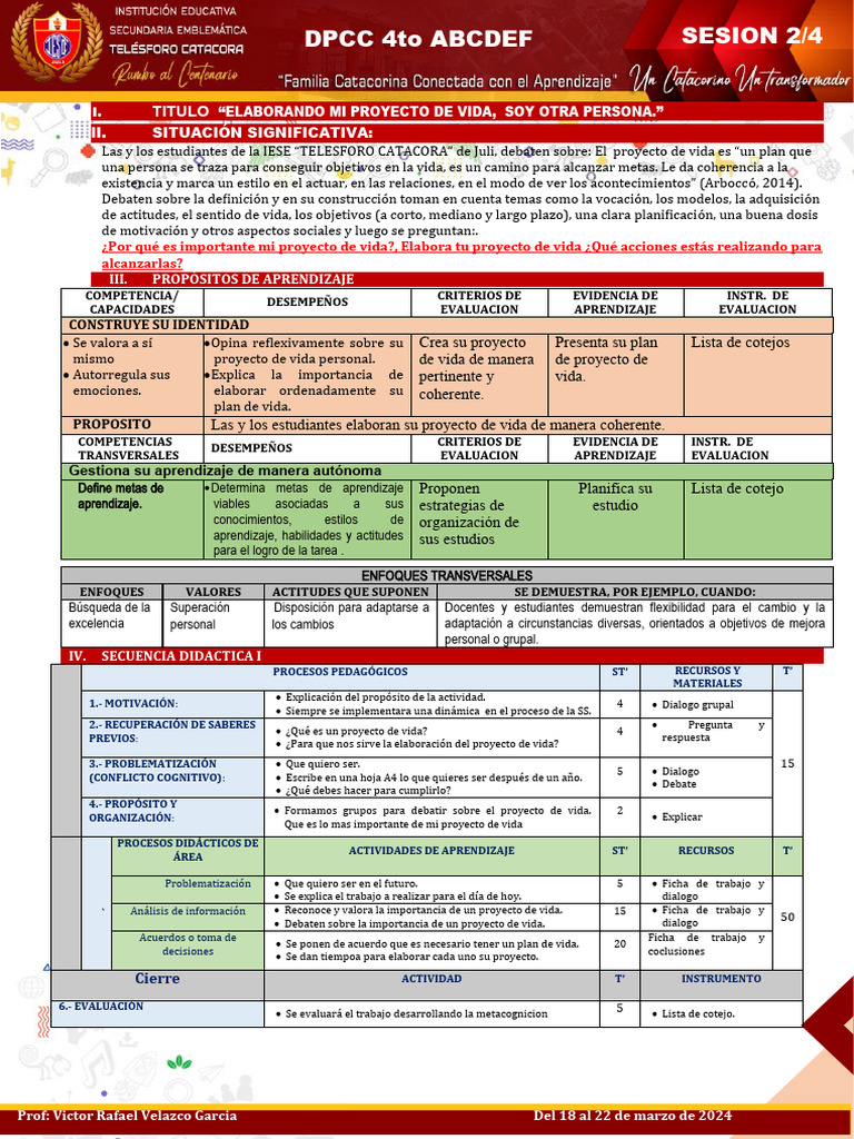 Sesion 02 Beto DPCC 4to | PDF | Evaluación | Aprendizaje