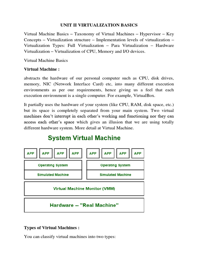 Unit Ii Virtualization Basics Download Free Pdf Virtual Machine Virtualization