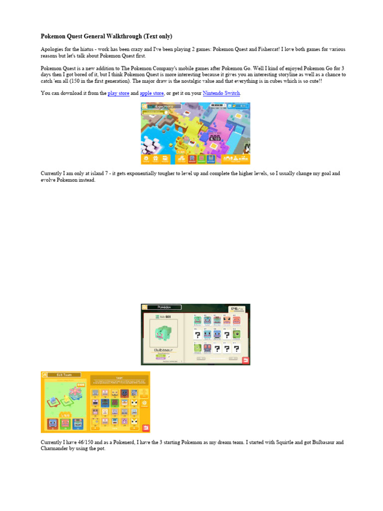 Pokemon Quest General Walkthrough | PDF | Pokémon