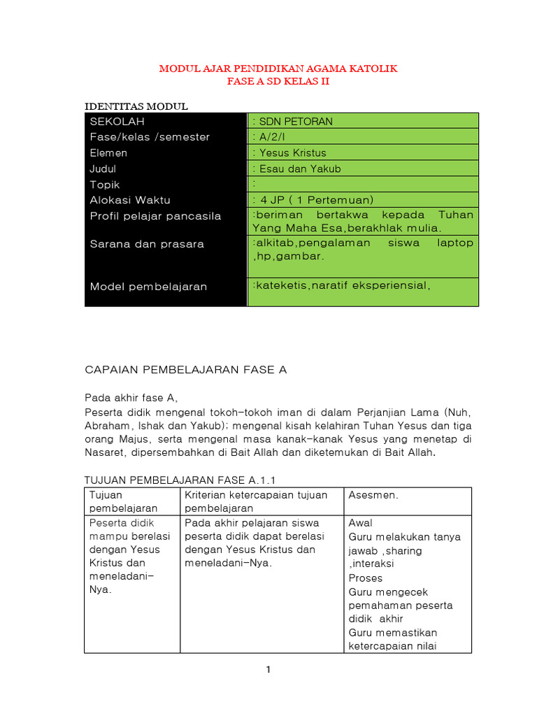 Klas 2 Esau Dan Yakub | PDF