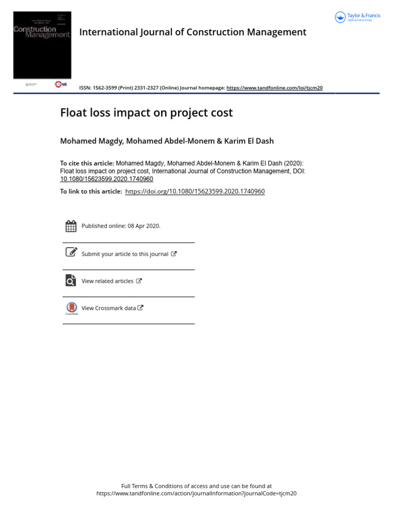 Float Loss Impact On Project Cost | PDF | Net Present Value