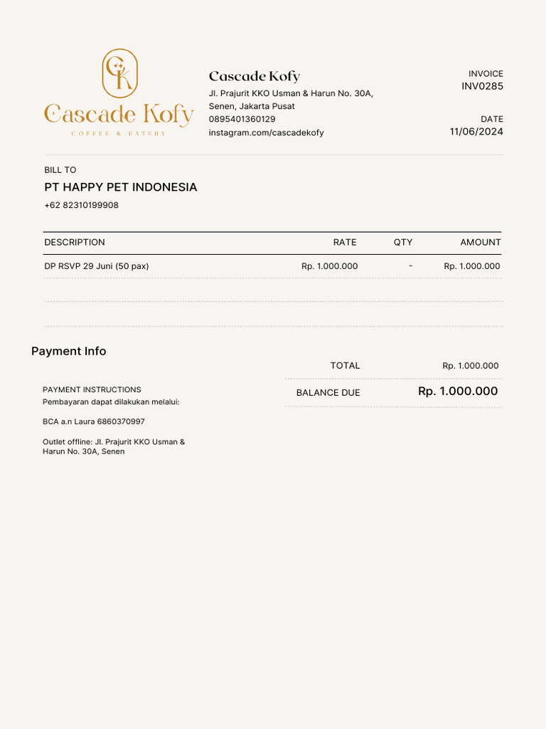 CASCADE KOFY Invoice #286 | PDF