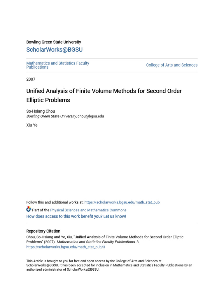Finite Volume Methods for Elliptic Problems | PDF | Numerical Analysis ...