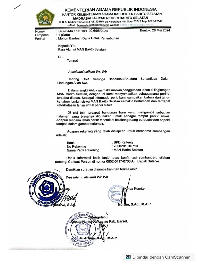 Permohonan Sumbangan Lahan Parkir. | PDF