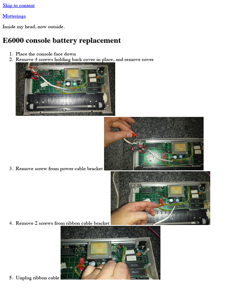 E6000 Console Battery Replacement - Mutterings | PDF