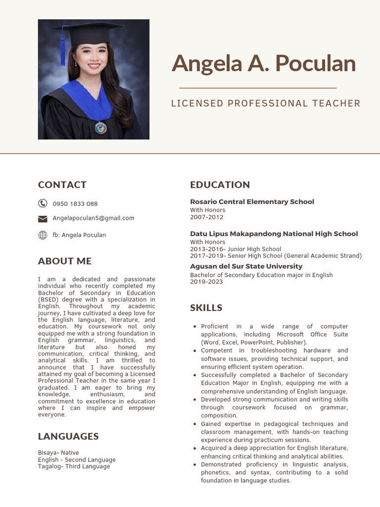 Poculan-Curriculum Vitae | PDF | Linguistics | English Language