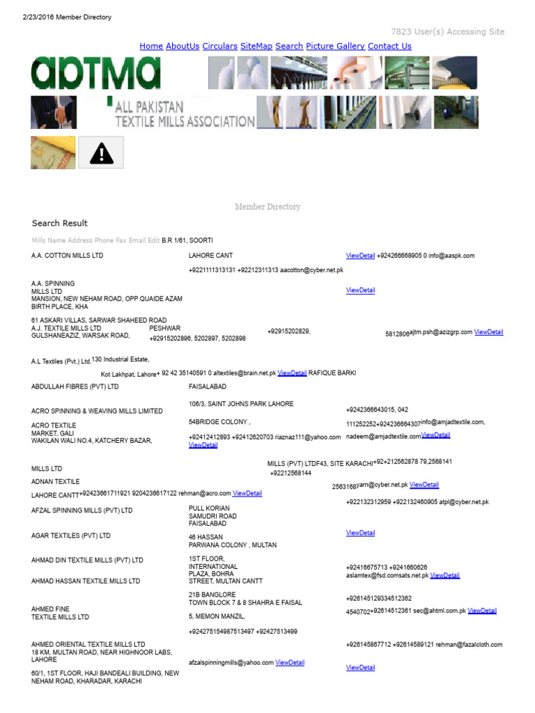 APTMA Members Directory | PDF | Karachi | Textile Manufacturing