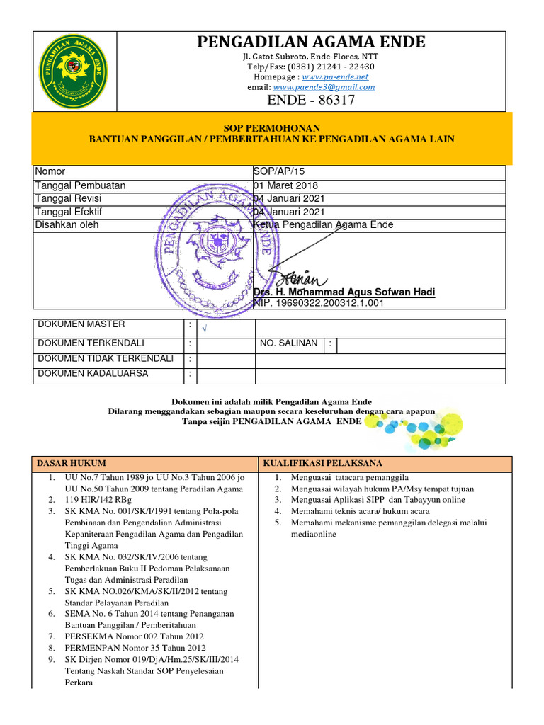 SOP PERMOHONAN BANTUAN PANGGILAN Atau PBT KE PA LAIN | PDF