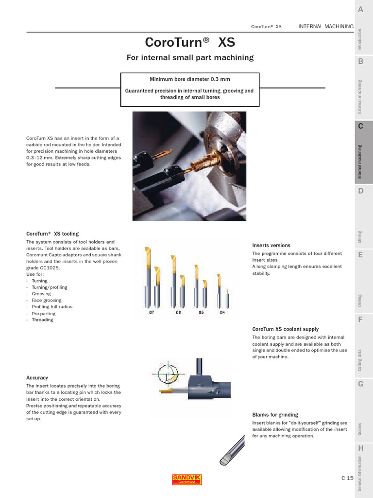 CoroTurn XS: Precision Internal Machining | PDF | Machining | Metalworking