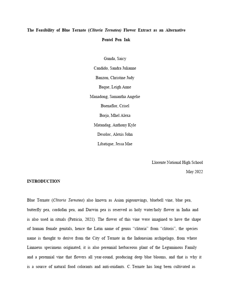 Blue Ternate Ink: Natural Alternative | PDF | Ink | Dye