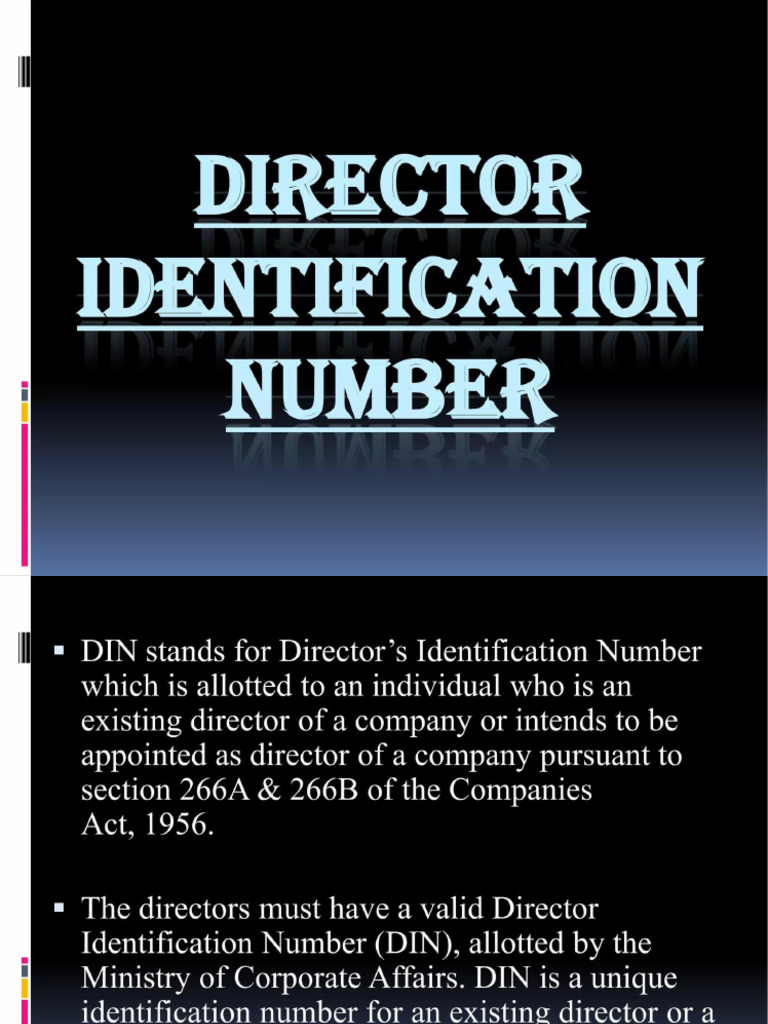 DIN - Director's Identification Number | PDF