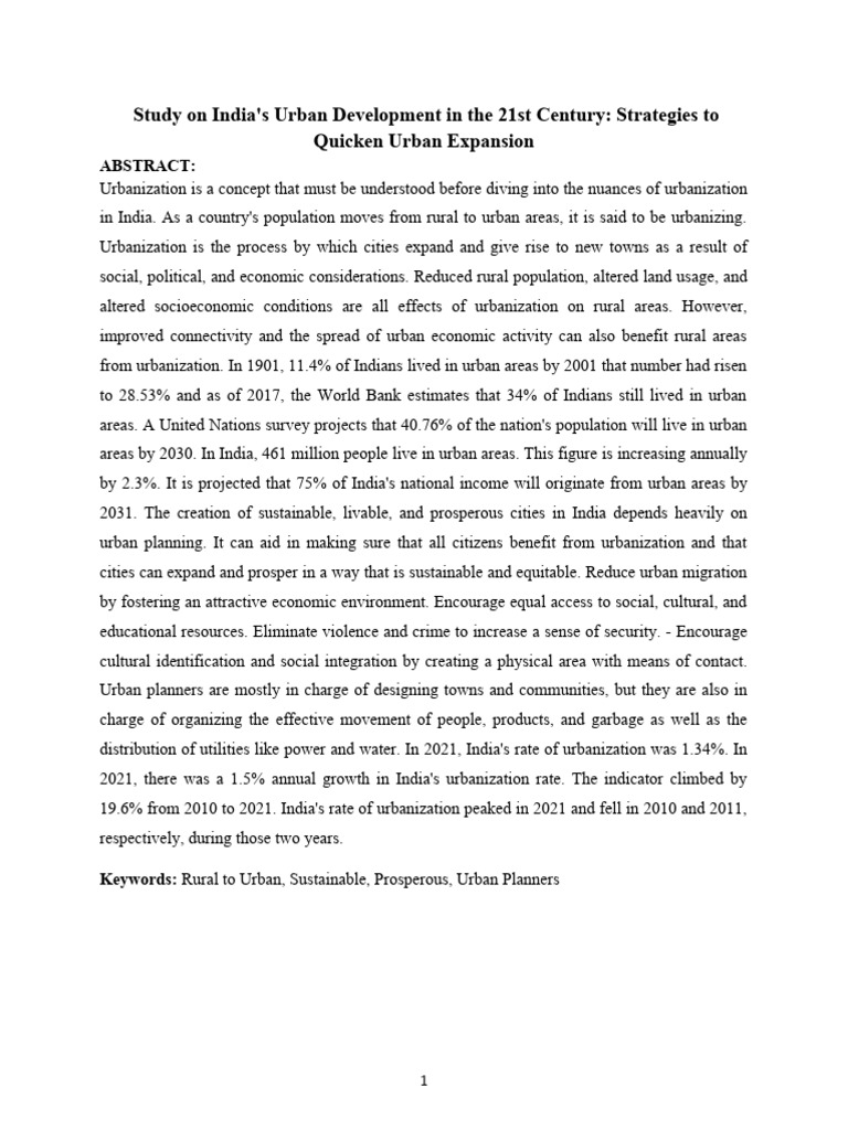 India's 21st Century Urbanization Strategies | PDF | Urbanization ...